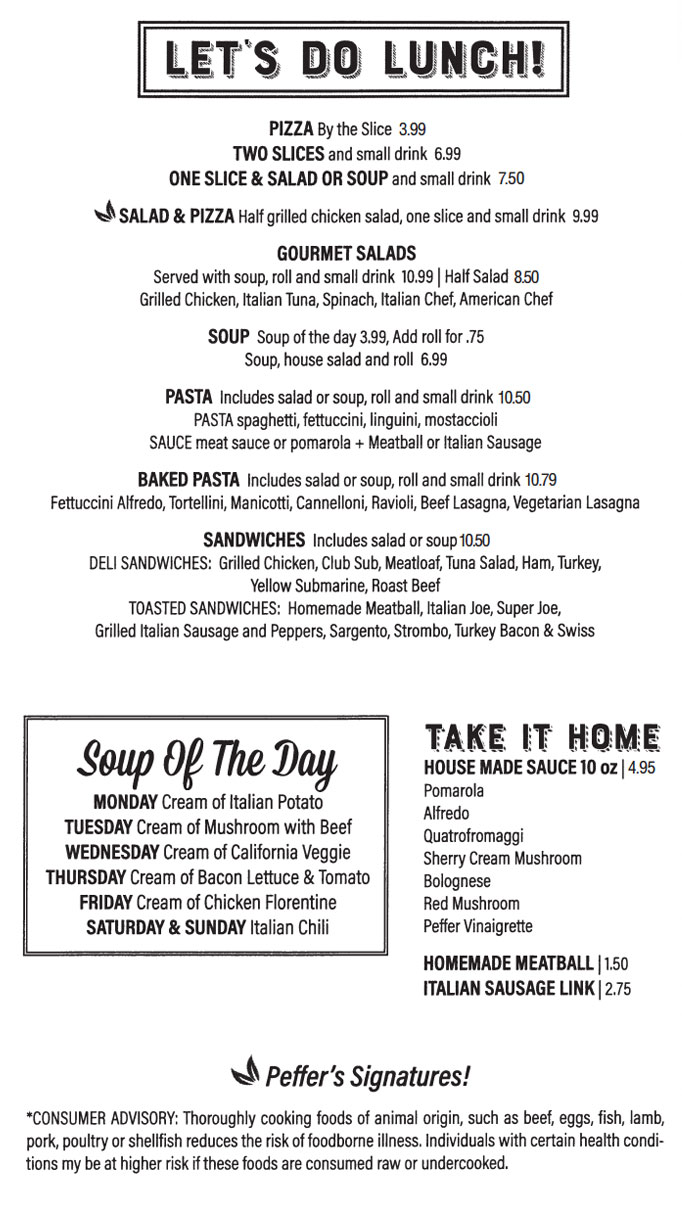 Menu – Sgt. Peffers