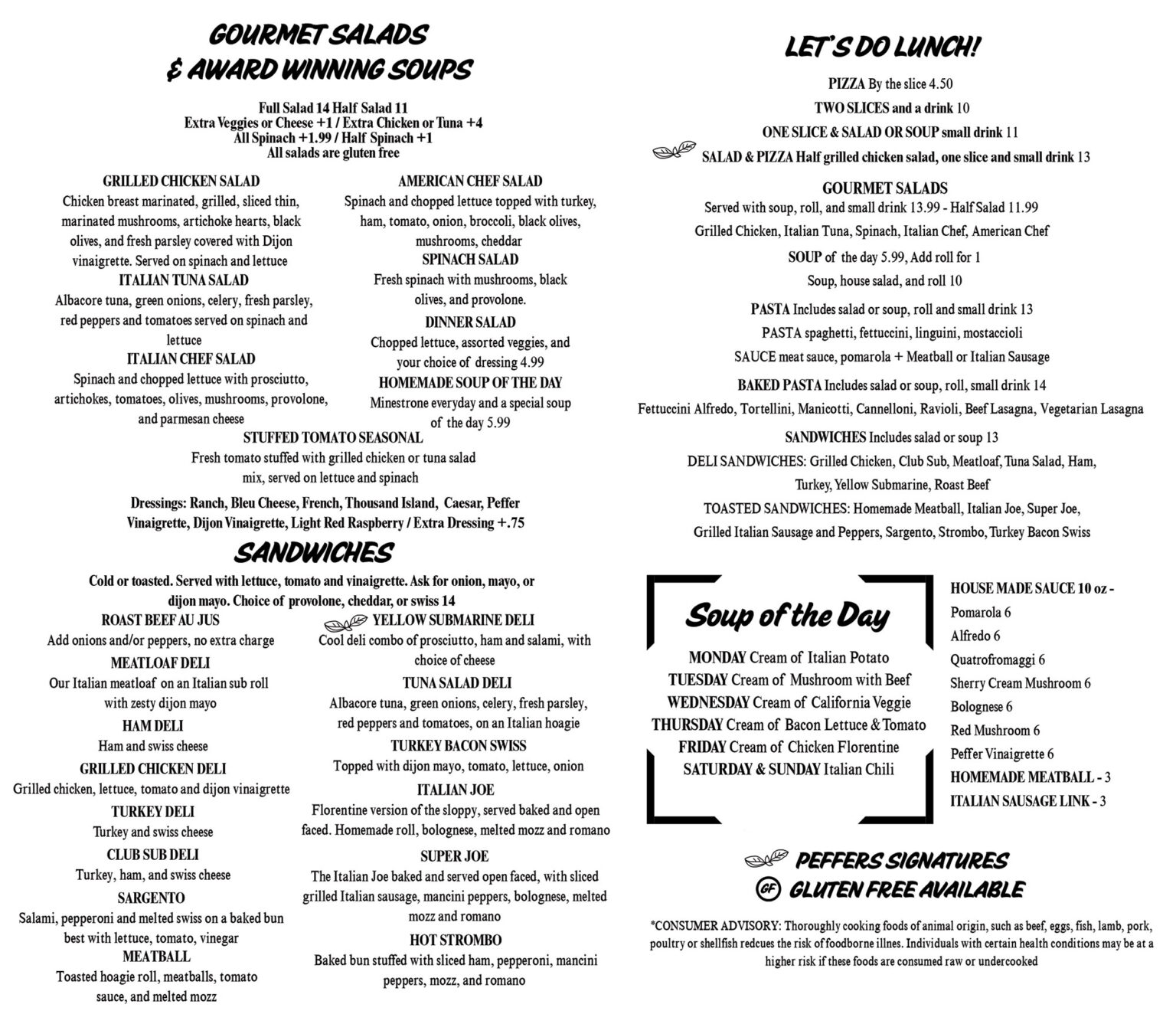 Menu – Sgt. Peffers